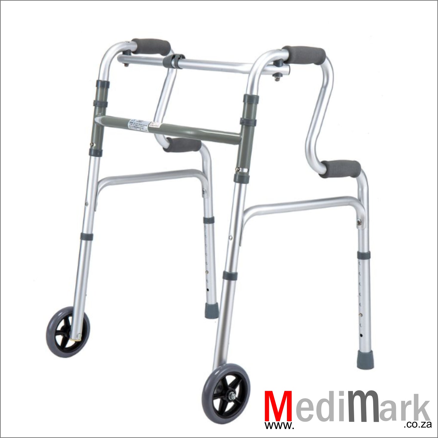WALKER ALUMINIUM DUAL RISE FOLDING WITH WHEELS – www.medimark.co.za